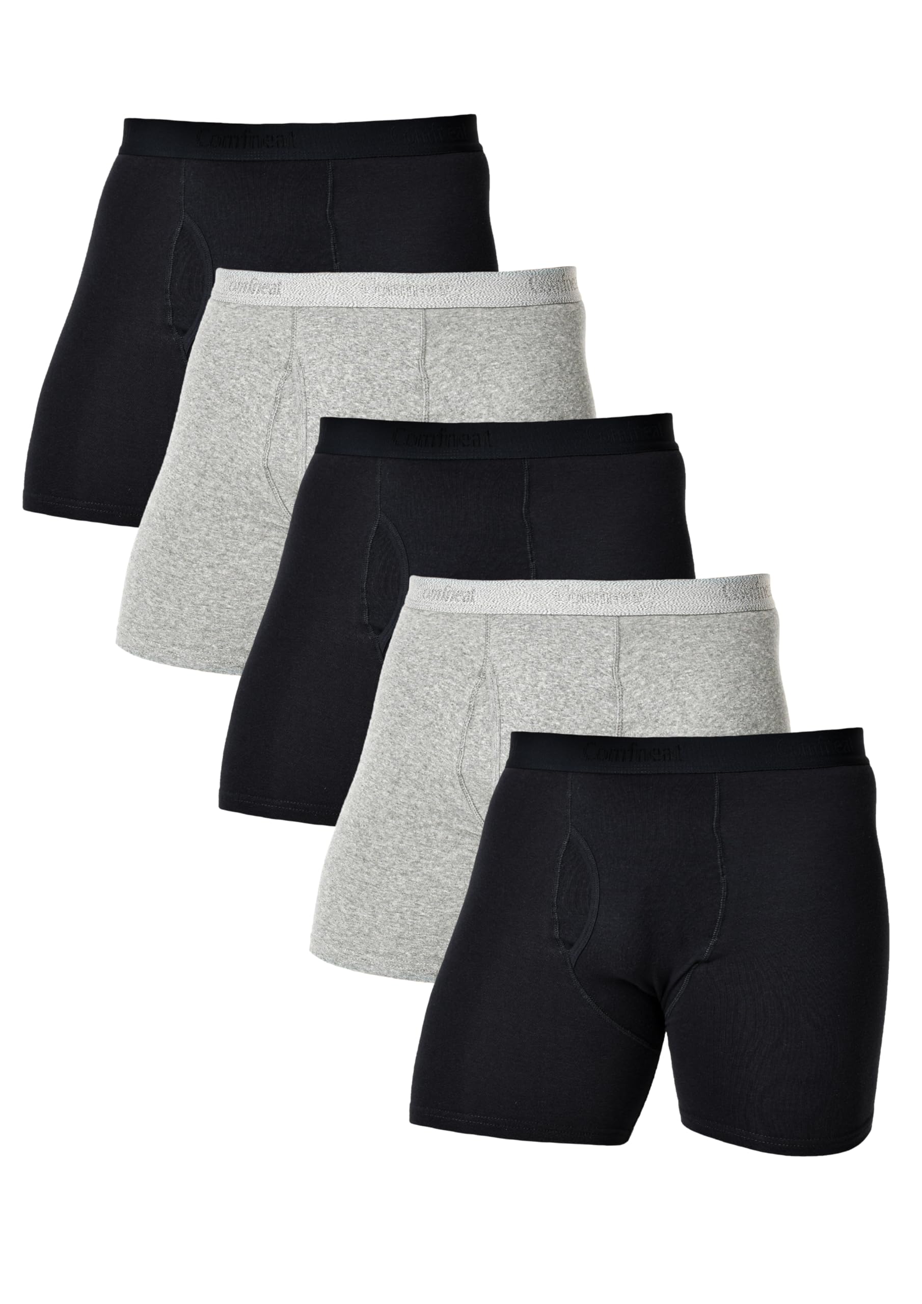 Comfneat Men's 5-Pack Boxer Briefs Comfy Underwear Stretchy Cotton Spa